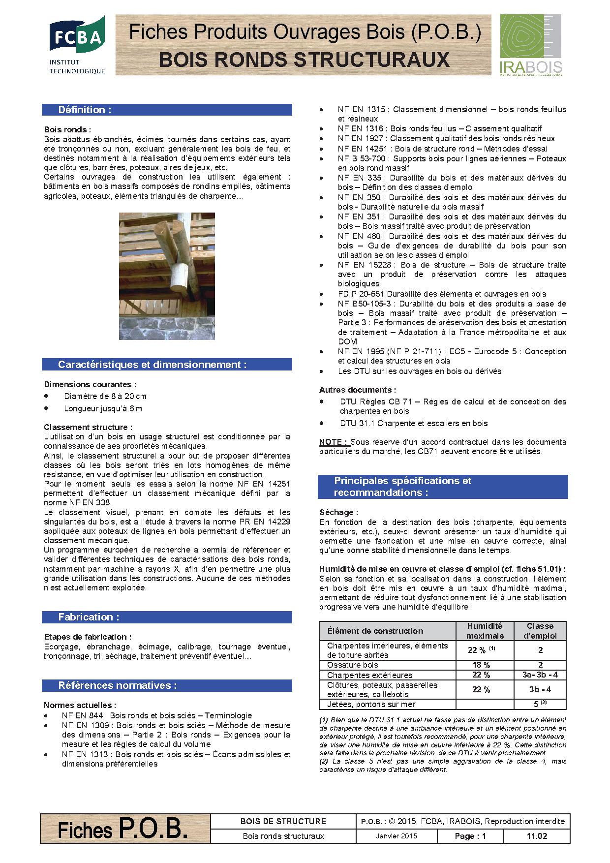 Fiches POB - Catalogue Bois Construction