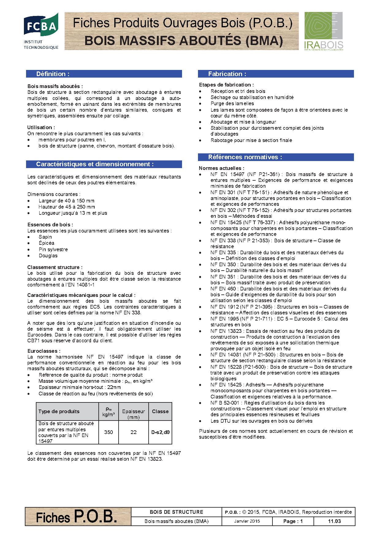 Fiches POB - Catalogue Bois Construction