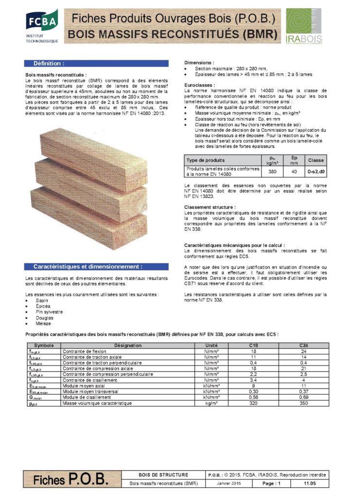 Fiches POB - Catalogue Bois Construction