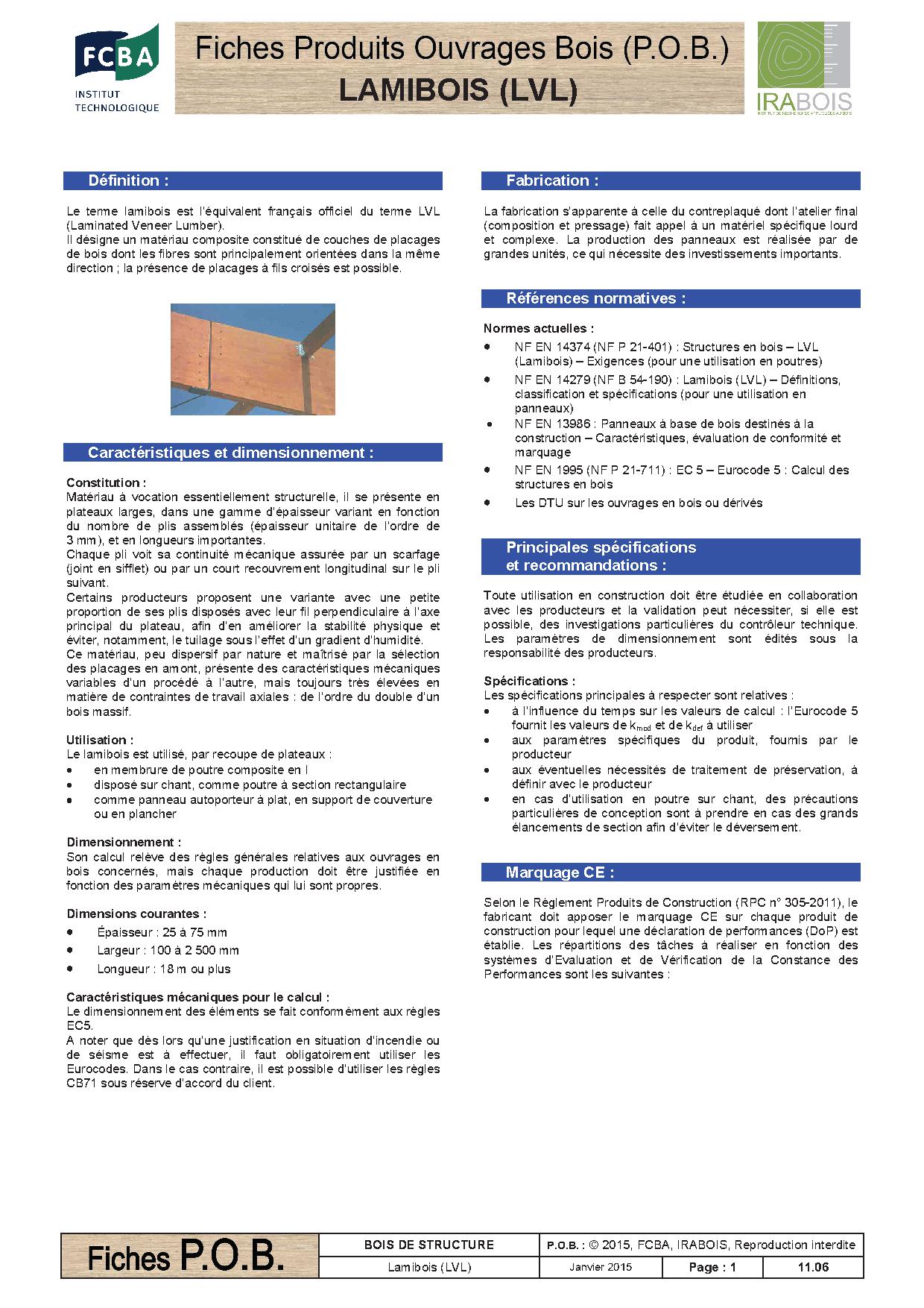 Fiches POB - Catalogue Bois Construction