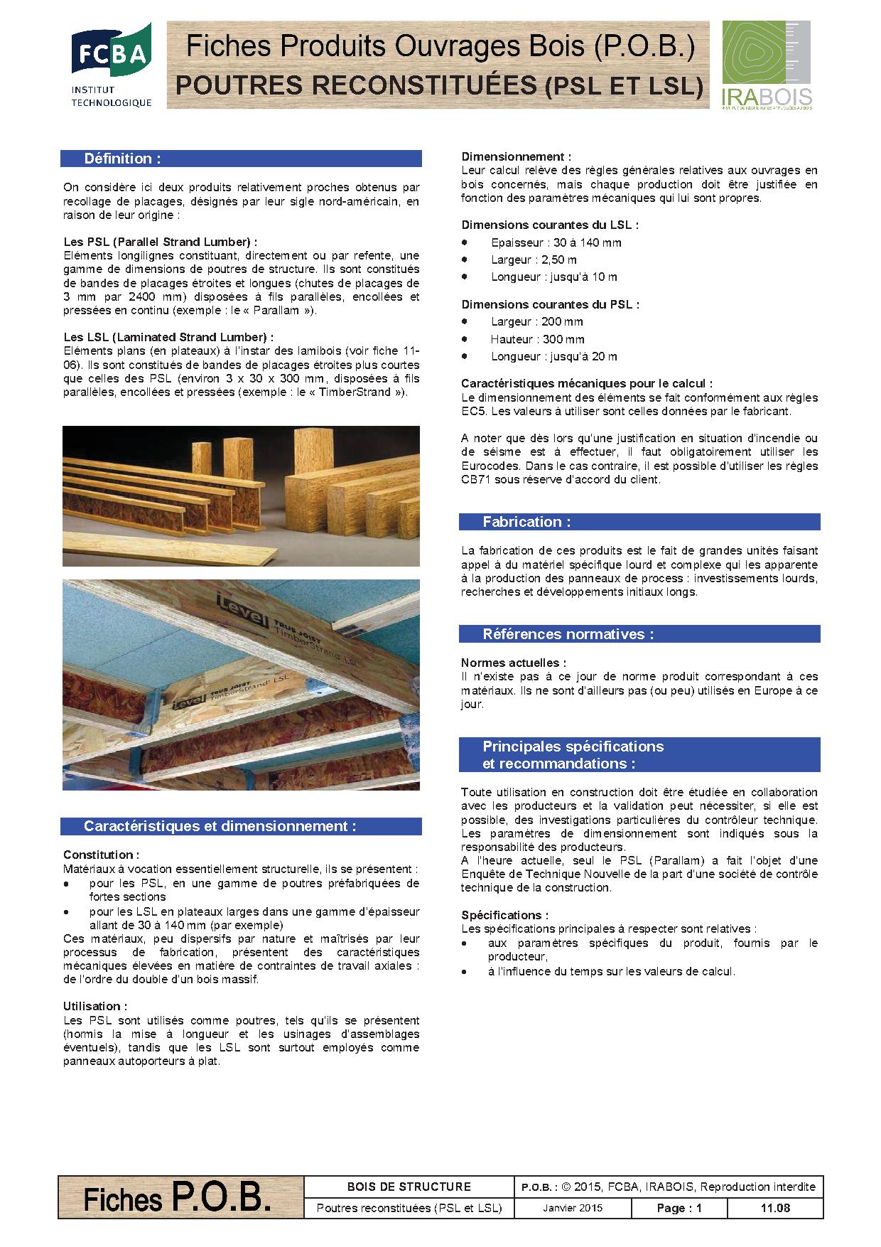Fiches POB - Catalogue Bois Construction