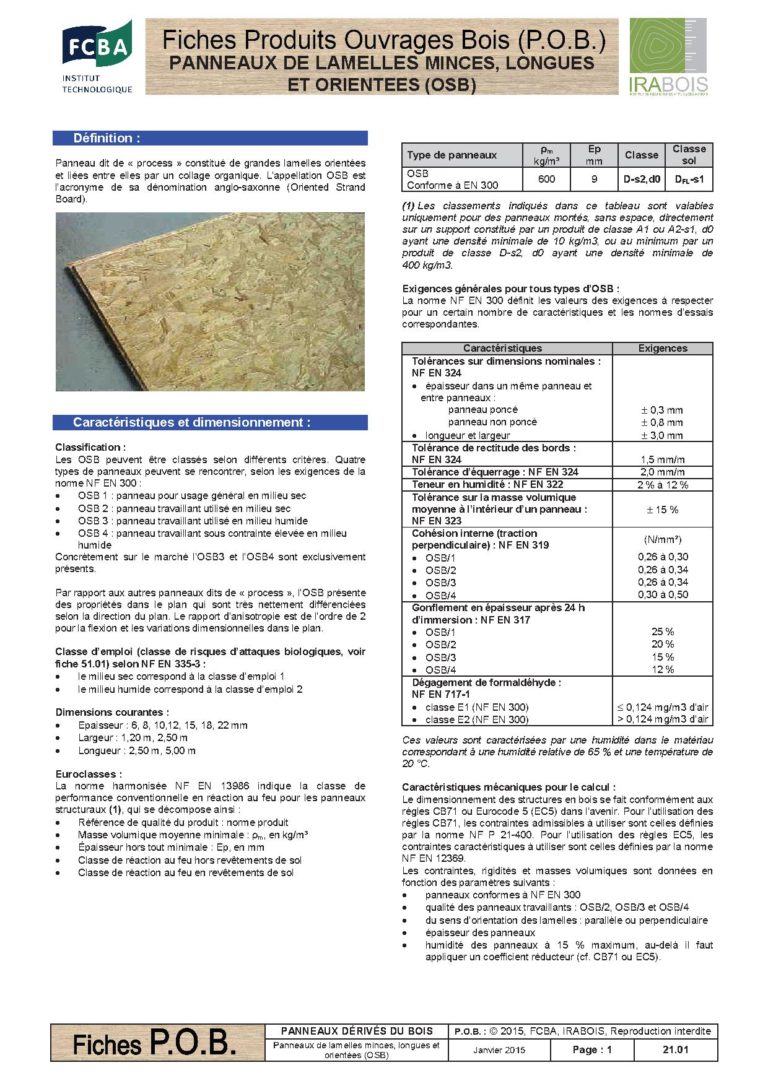 Fiches POB - Catalogue Bois Construction