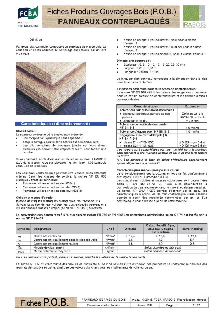 Fiches POB - Catalogue Bois Construction