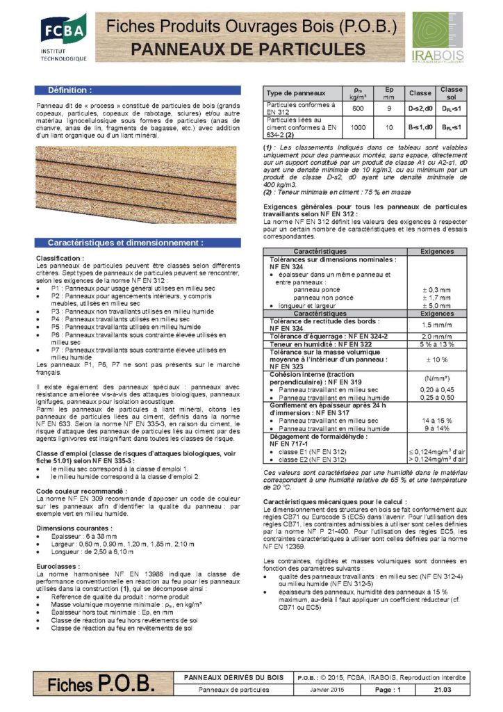 Fiches POB - Catalogue Bois Construction