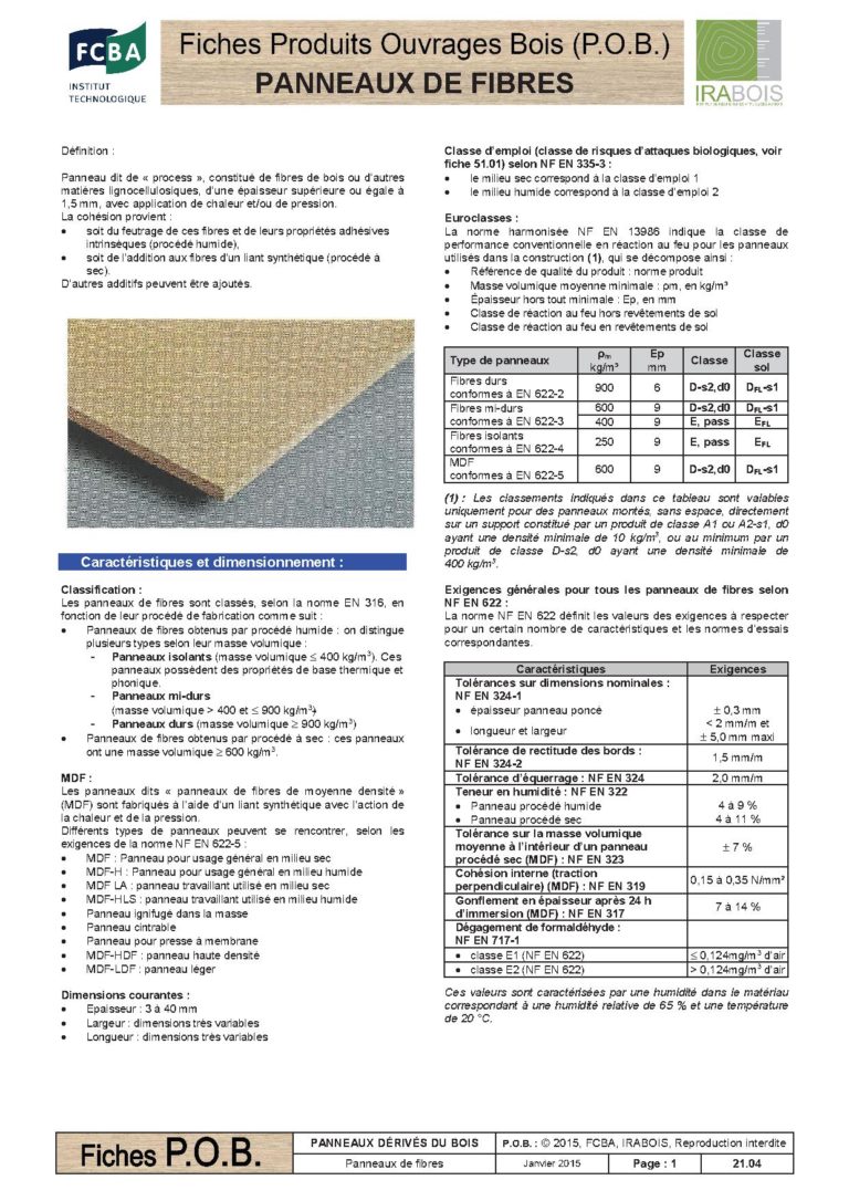 Fiches POB - Catalogue Bois Construction