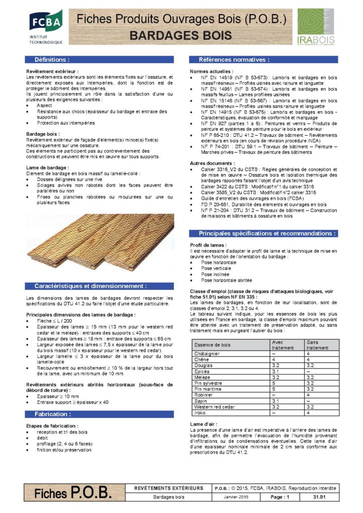 Fiches POB - Catalogue Bois Construction
