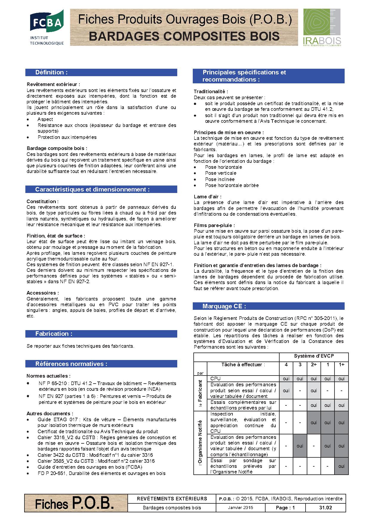 Fiches POB - Catalogue Bois Construction