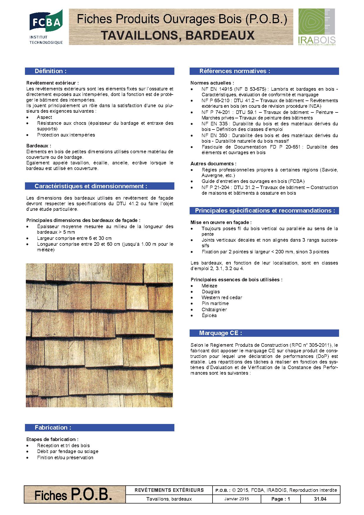Fiches POB - Catalogue Bois Construction