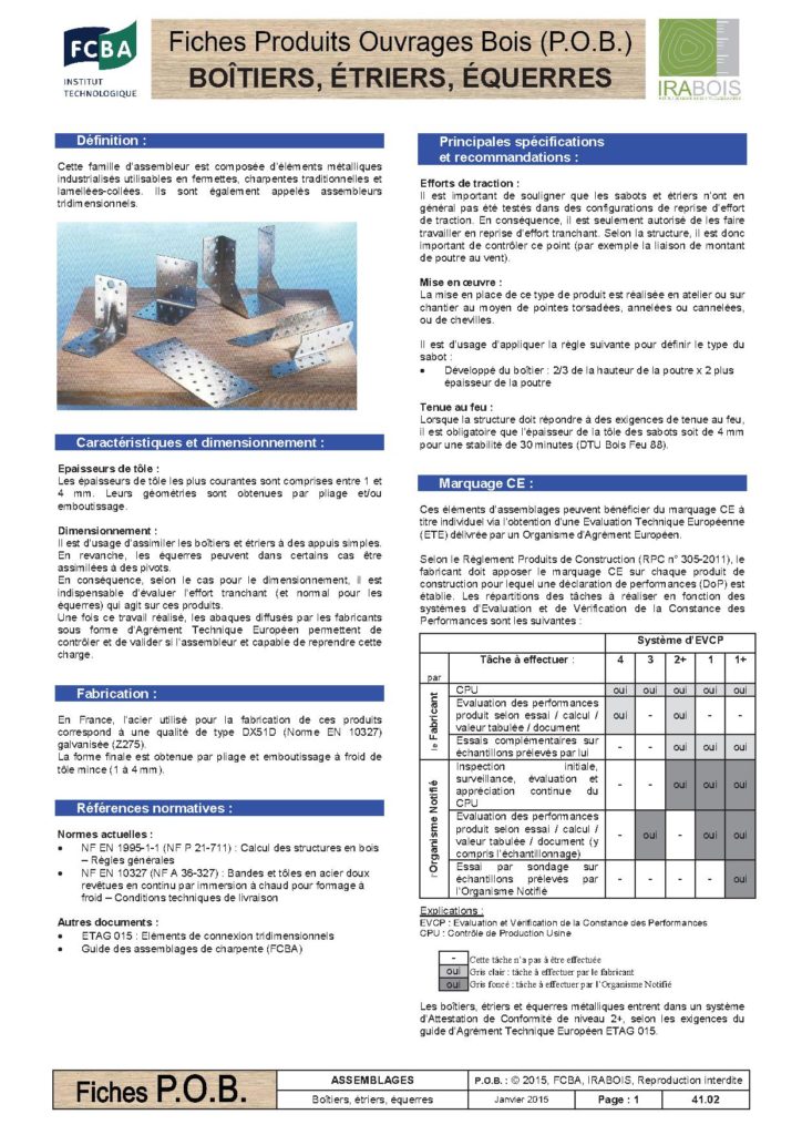 Fiches POB - Catalogue Bois Construction
