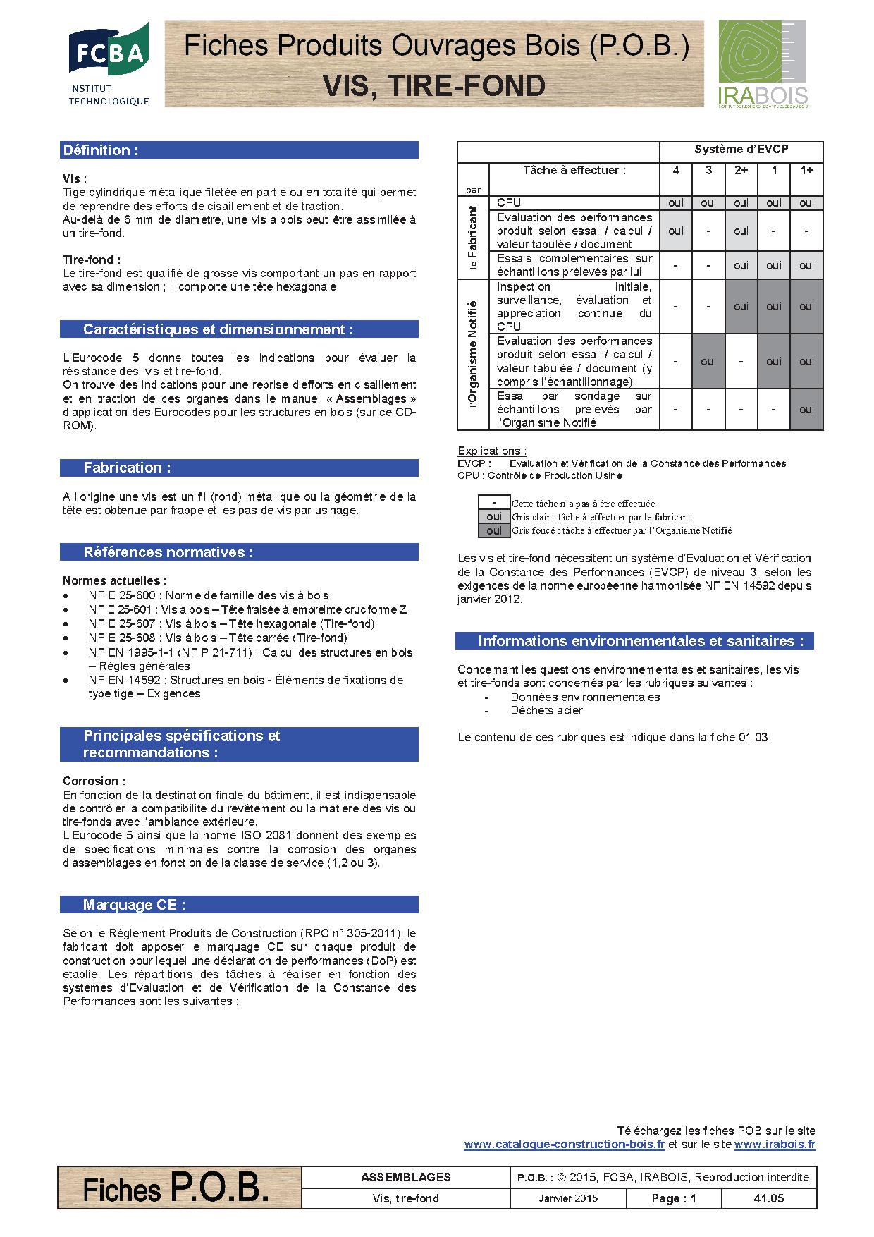 Fiches POB - Catalogue Bois Construction