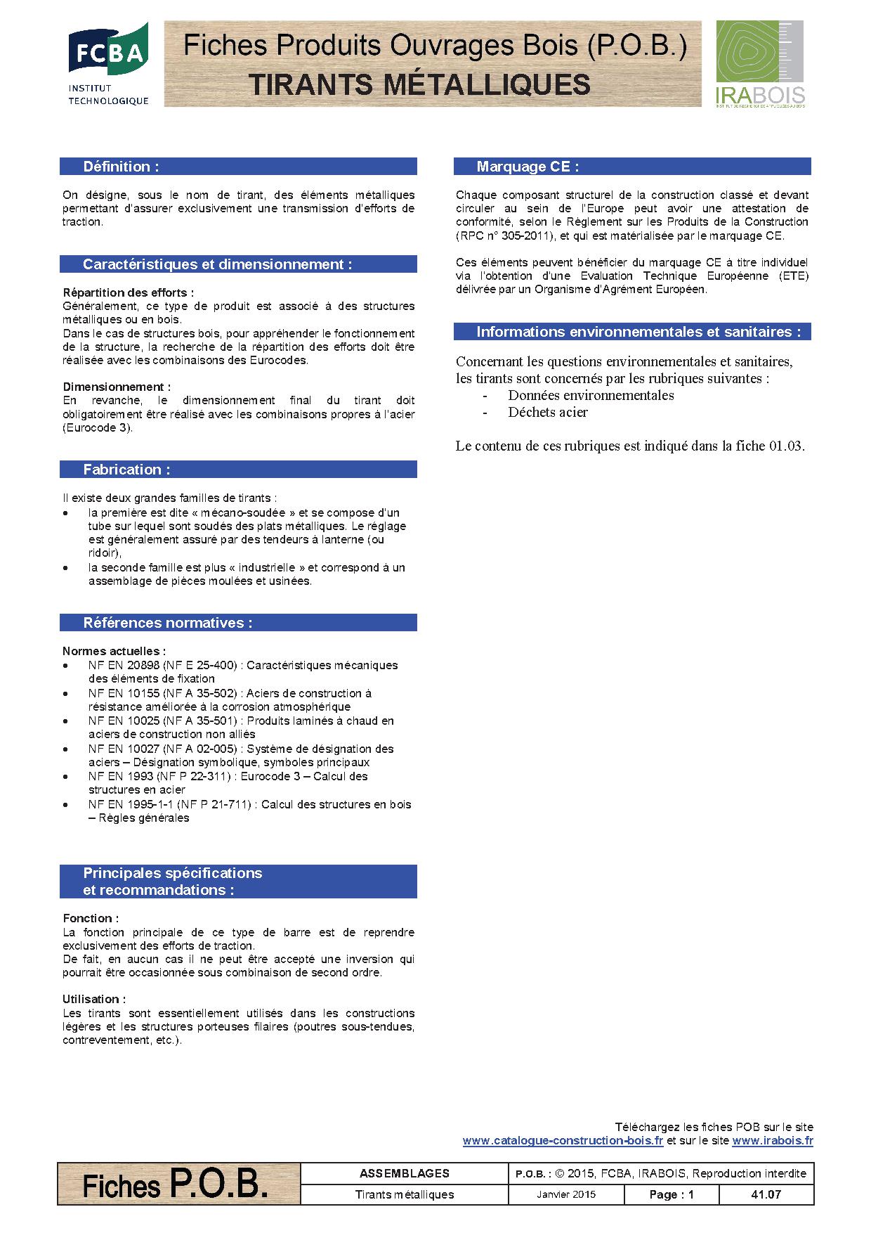 Fiches POB - Catalogue Bois Construction