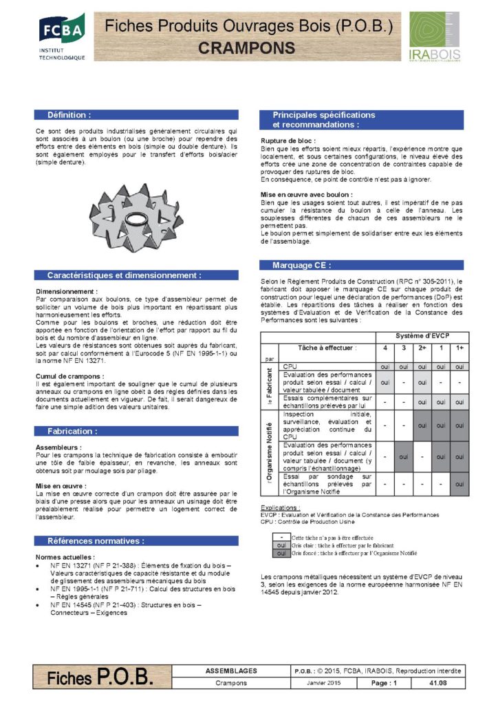 Fiches POB - Catalogue Bois Construction