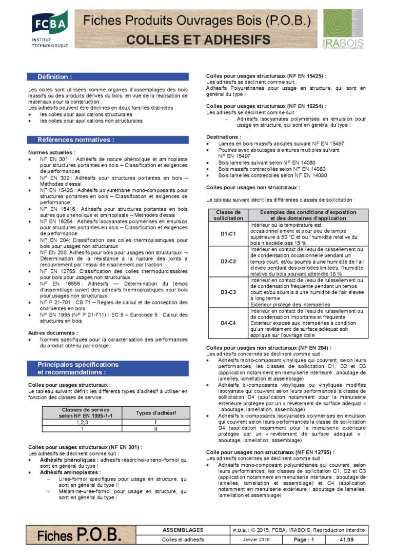 Fiches POB - Catalogue Bois Construction