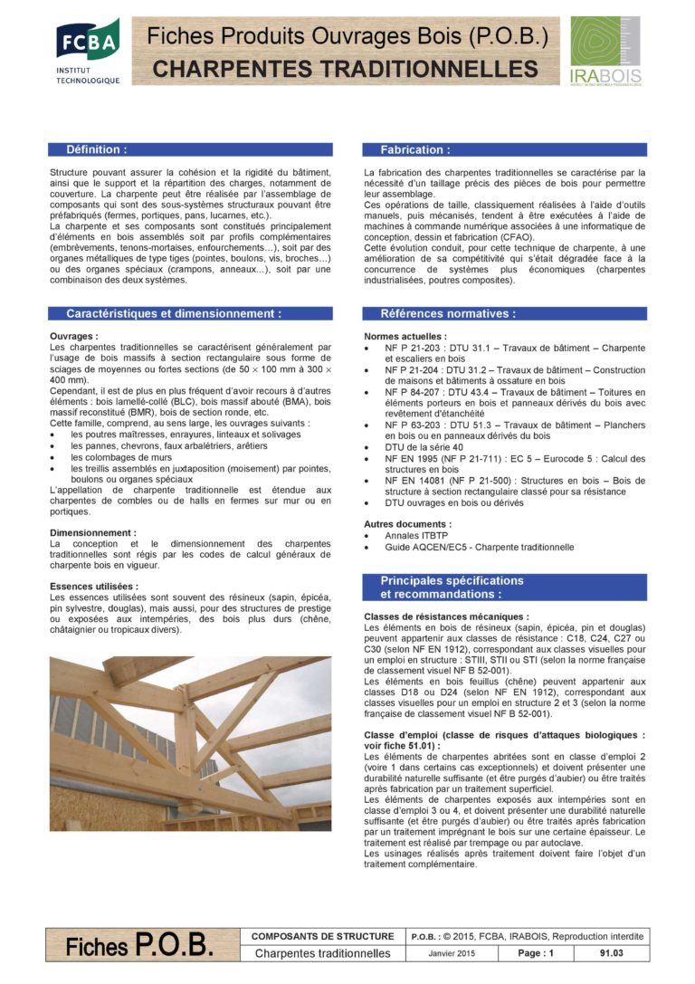 Fiches POB - Catalogue Bois Construction