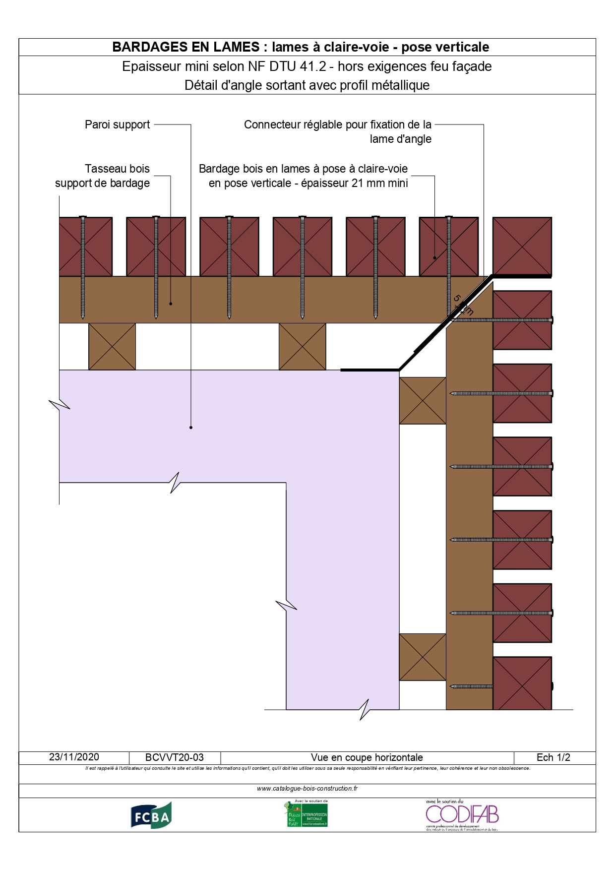 Lames posées à claire-voie - pose verticale - Catalogue Bois Construction